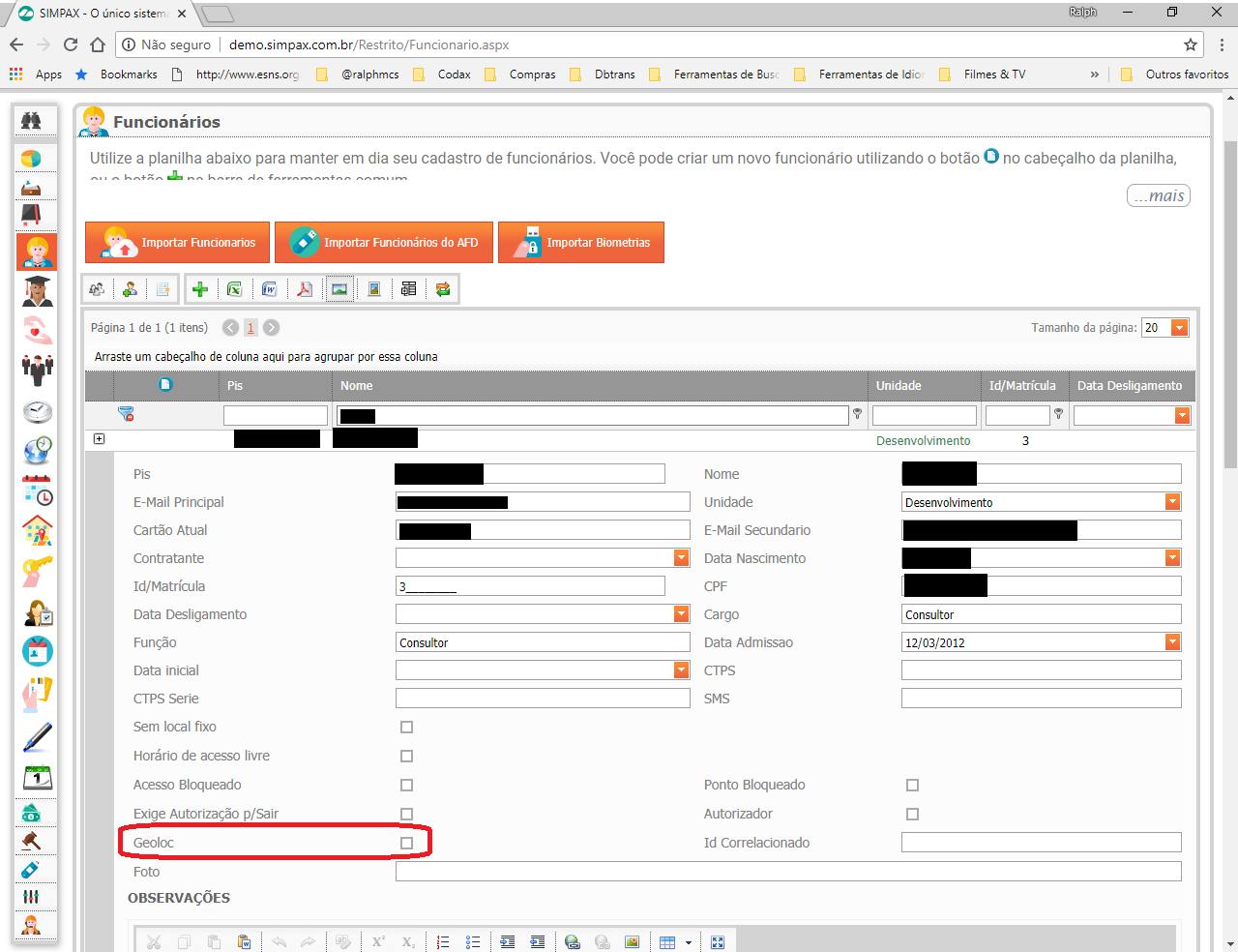 Melhor controle dos usuários do GEOLOC • Simpax